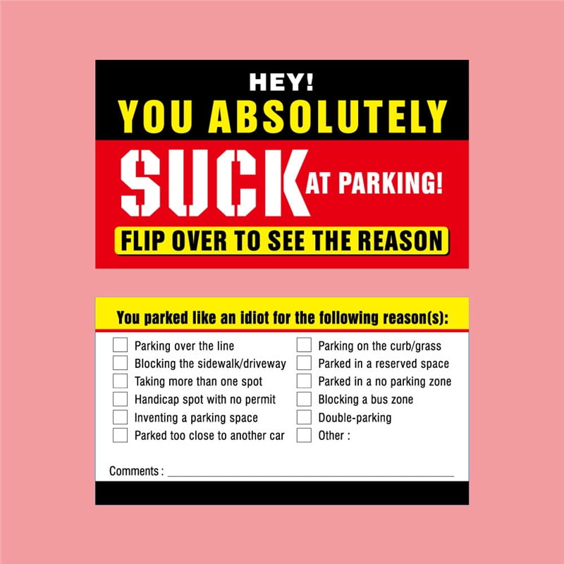 50 Sheets/pack No Parking Cards, Illegal Parking For Many Reasons, No ...