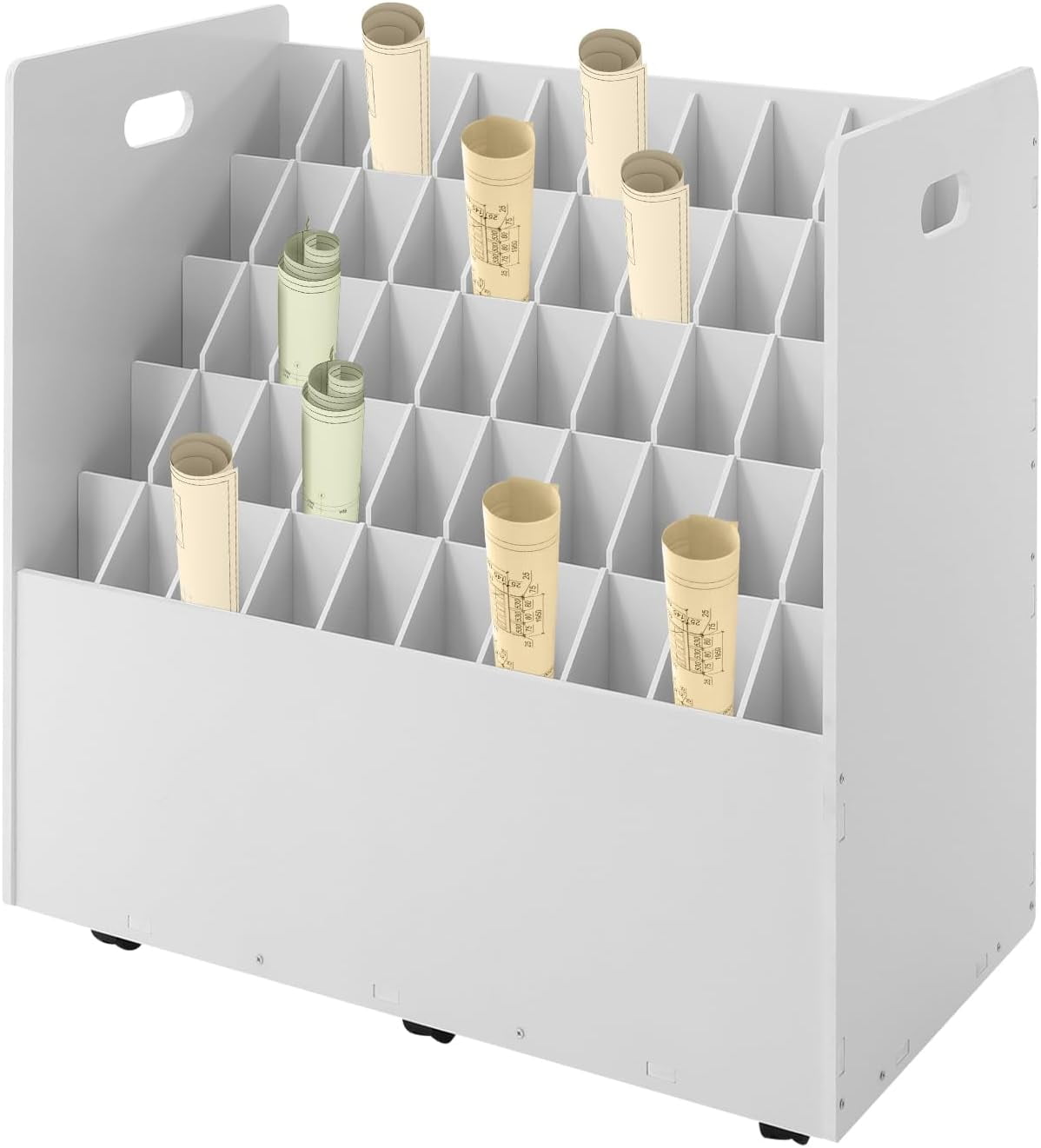 50-Slot Blueprint Storage Organizer, Mobile Roll File Cart Roll File ...