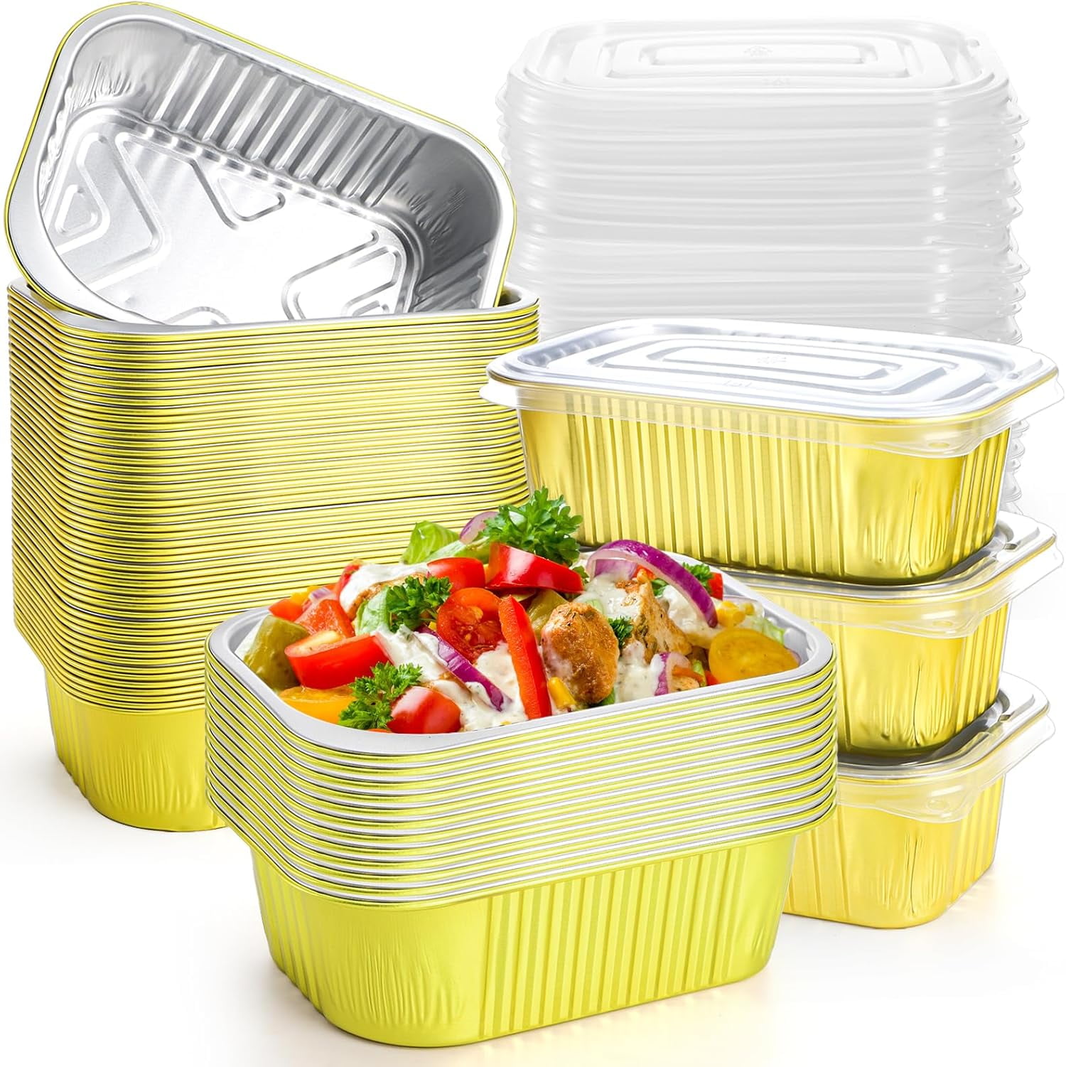 50 Small Pans with , 1.5 LB Disposable Foil Cake Baking Tins, Bread ...