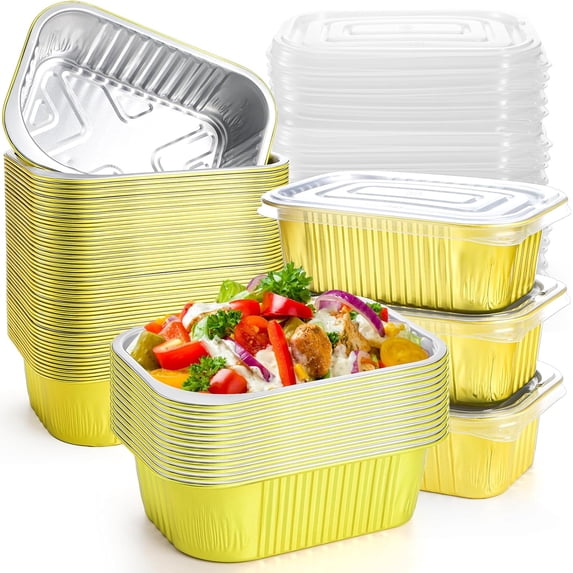 50 Small Pans with , 1.5 LB Disposable Foil Cake Baking Tins, Bread ...