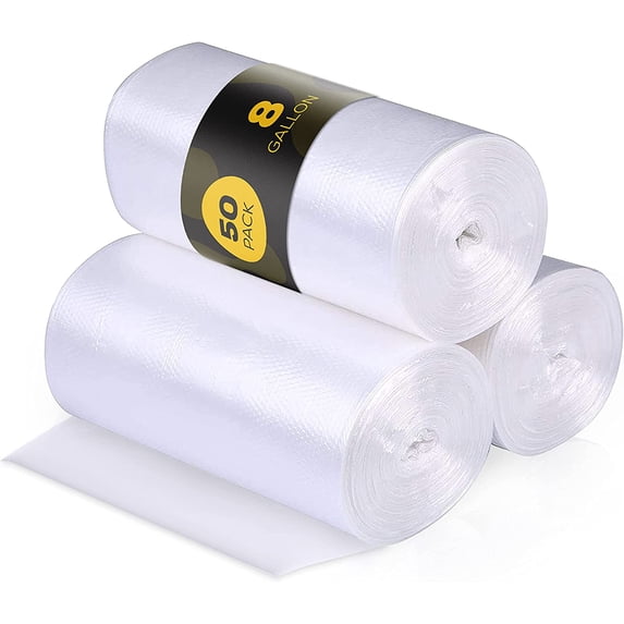 50 Small to Medium 7-10 Gallon 24" x 24" Clear Garbage Bags - Heavy ...