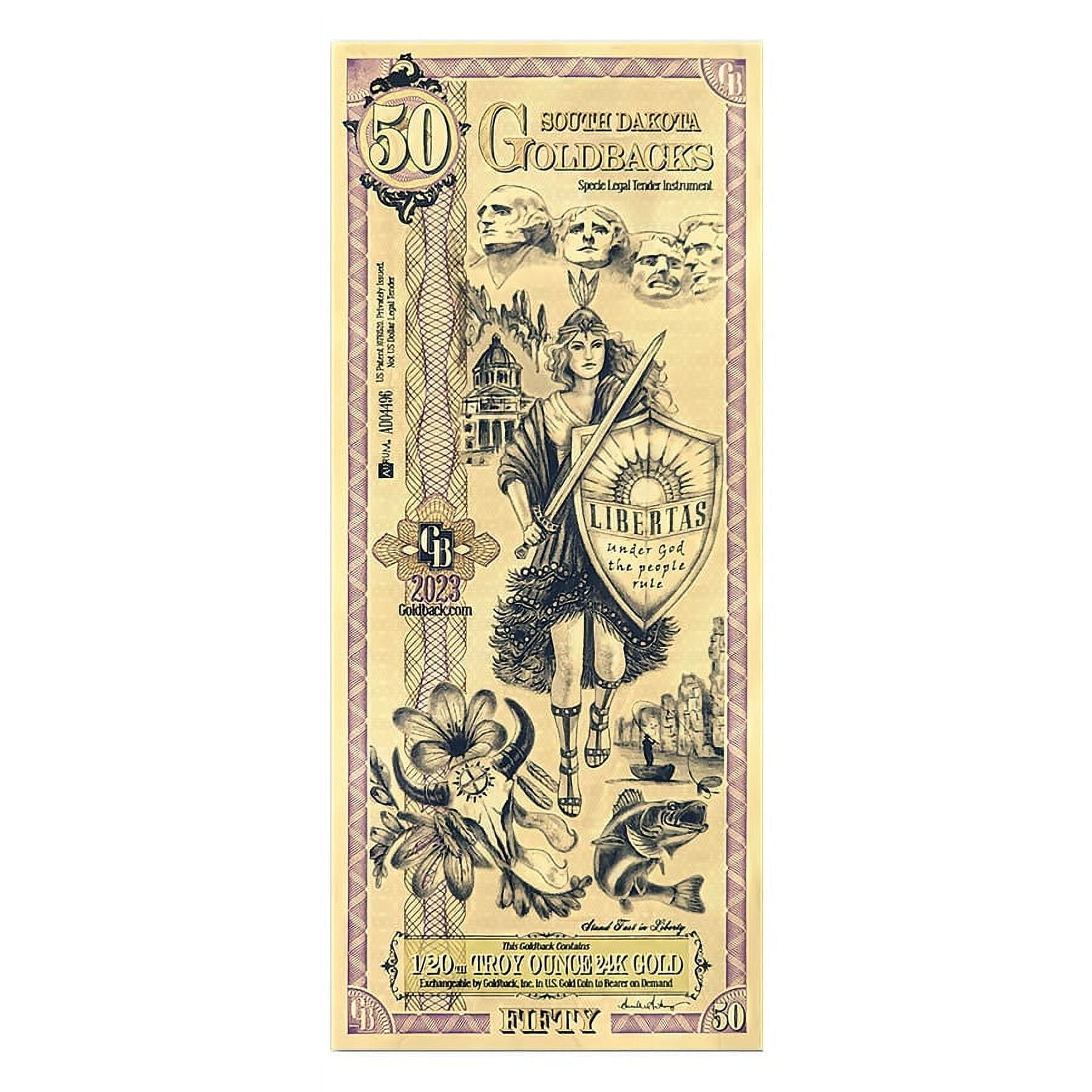 50 South Dakota Goldback 1/20 oz 24K Gold Foil Aurum Note - Walmart.com