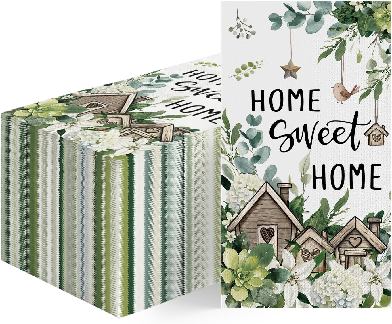 50 Spring Summer Disposable Paper Decorative Guest Napkins, Eucalyptus ...