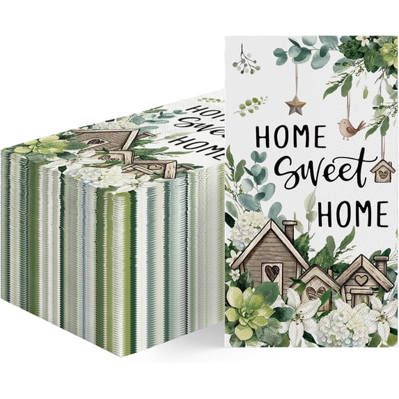 50 Spring Summer Disposable Paper Decorative Guest Napkins, Eucalyptus ...