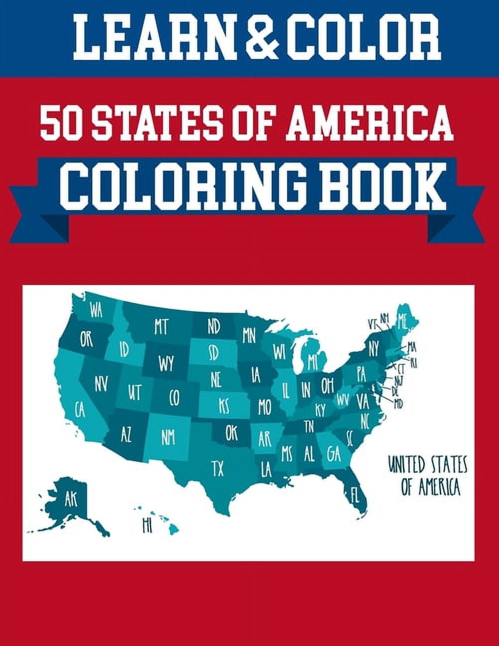 50 States Of America Coloring Book: Coloring Book Map of United States ...