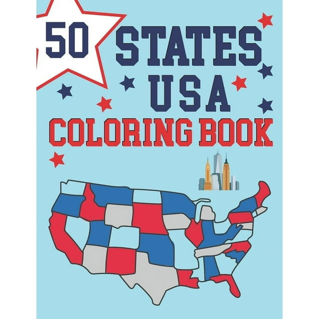 50 States Of America Coloring Book: Maps of the 50 States of the USA ...