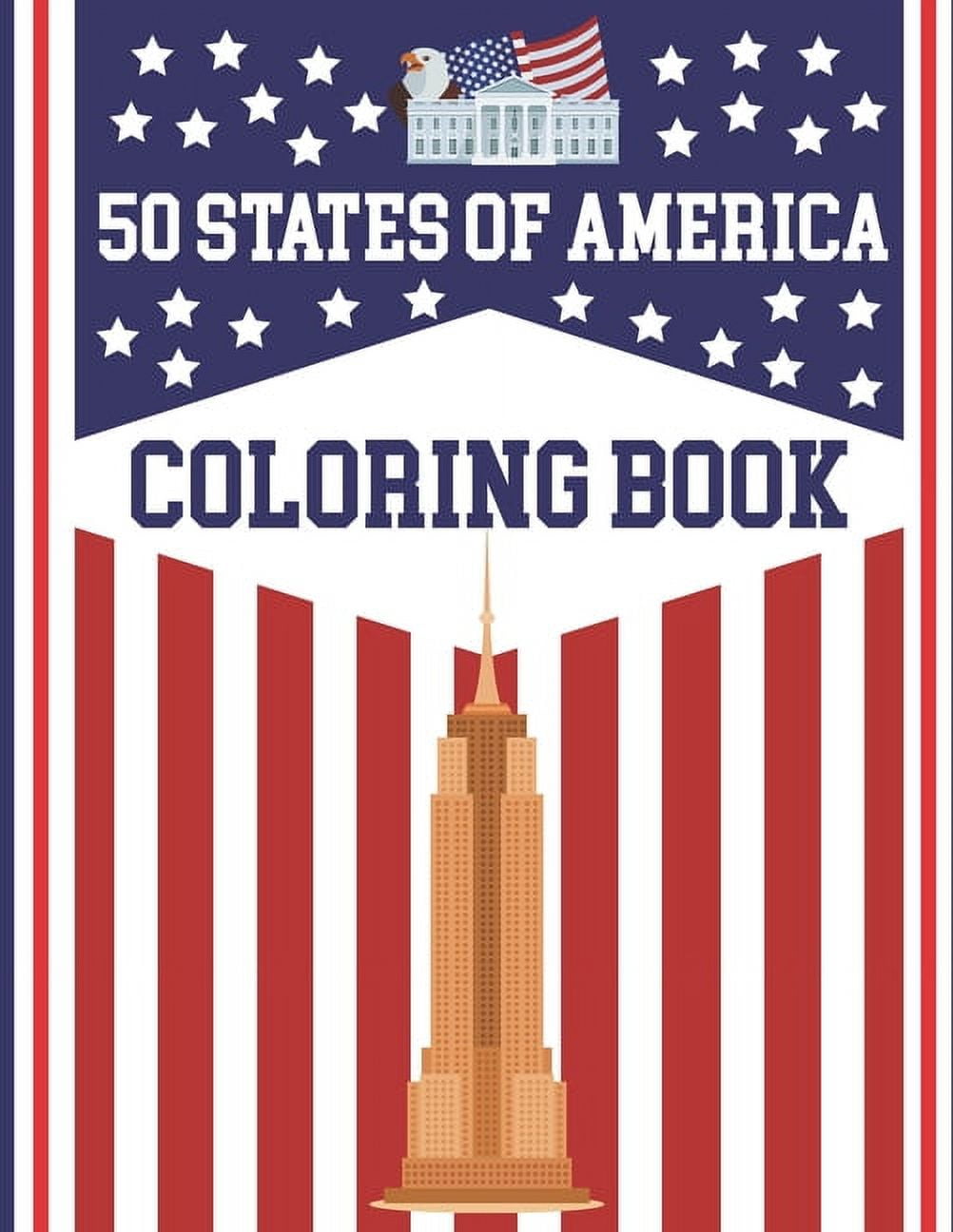 50 States Of America Coloring Book: USA 50 State Maps, Capitals ...