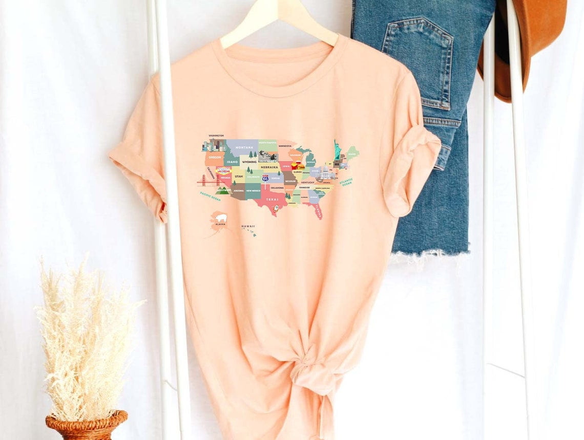 50 States Shirt,Us Map Travel Shirt,Vacation Shirt,Usa Traveler,Family ...