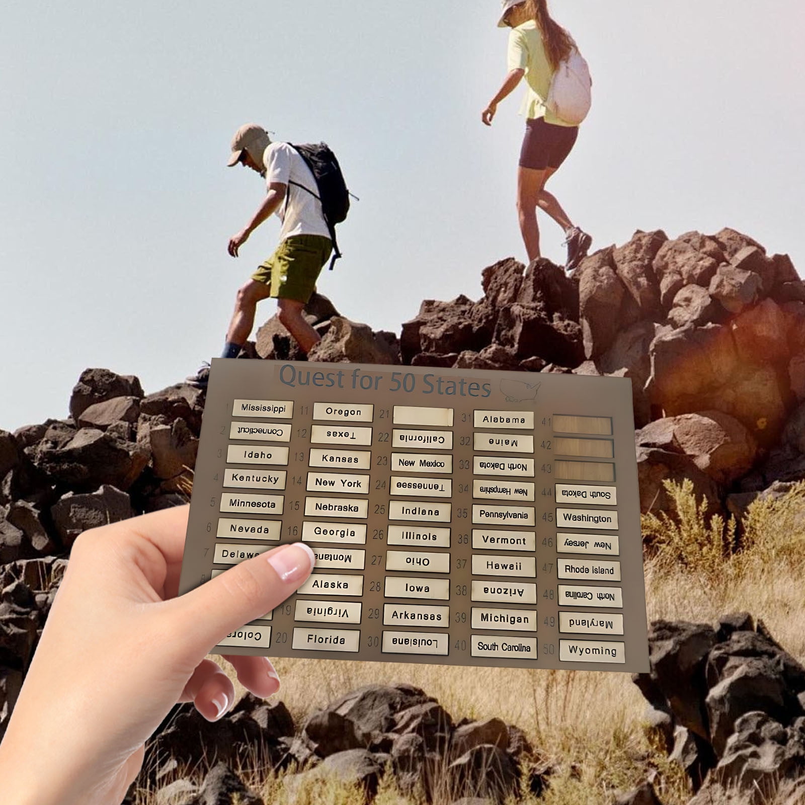 50 States Travel Plan Wooden Map | United States Travel Checklist Wall ...