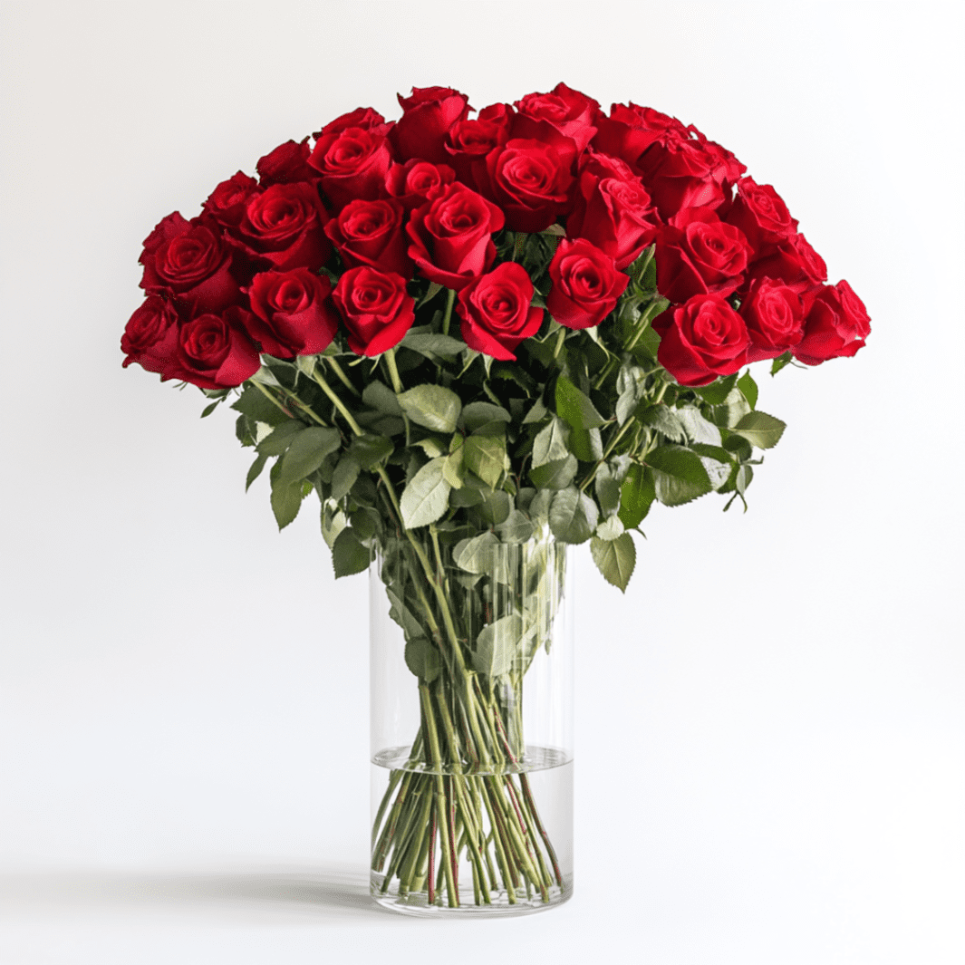 Walmart's Real Long Bulk Freedom Red Rose Bouquet - 50 Stems, Fresh Cut ...