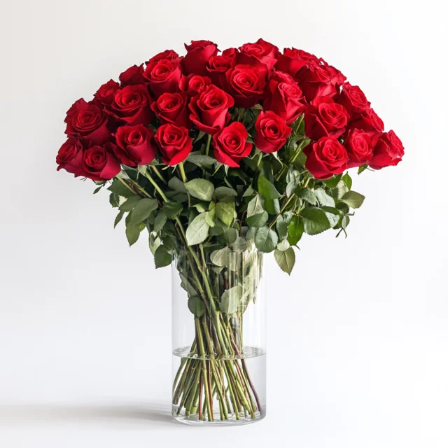 Walmart's Real Long Bulk Freedom Red Rose Bouquet - 50 Stems, Fresh Cut ...