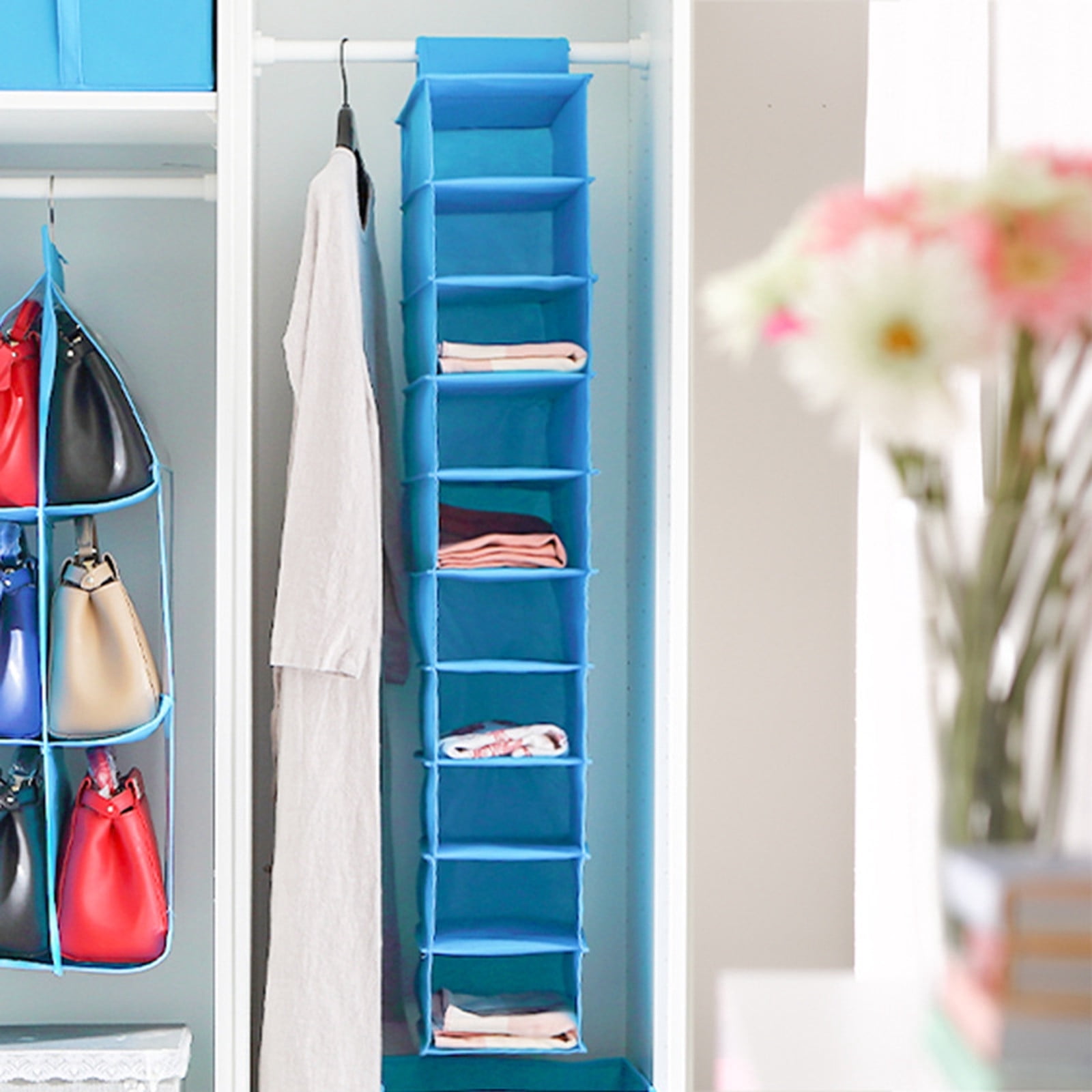 50% Storage 10 Pockets Non-woven Fabric Dust-proof Shoe Clothes Hanging ...