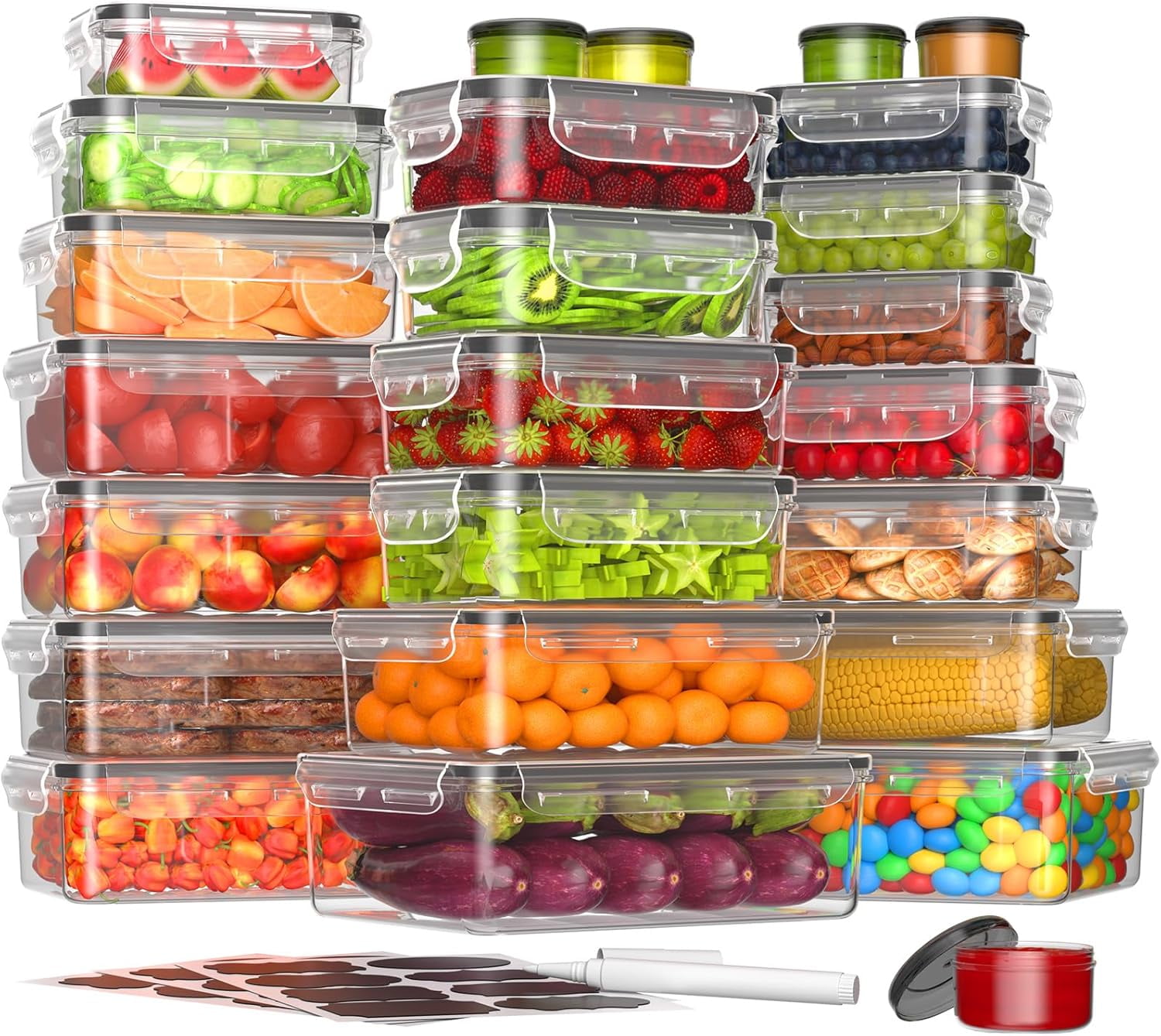 50- Storage Containers with (25 Containers & 25 ), Containers for ...