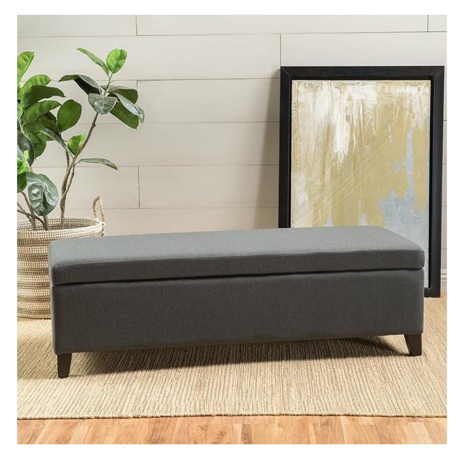 50" Storage Ottoman, 5-in-1 Upholstered Bench, End of Bed Foot Rest ...