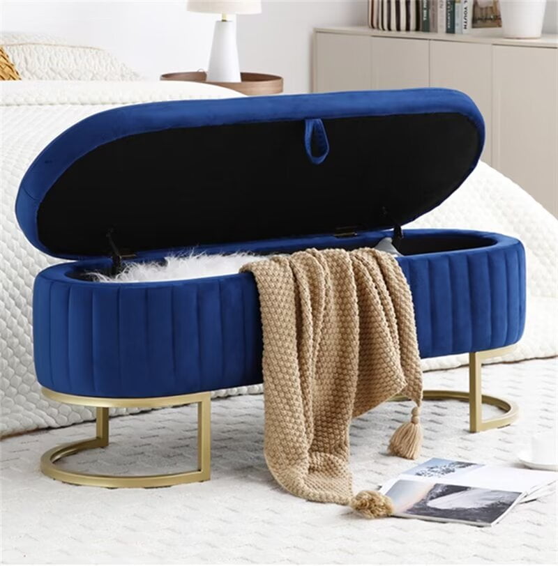 50" Storage Ottoman Bench with 300lb Seating, Velvet Upholstered ...