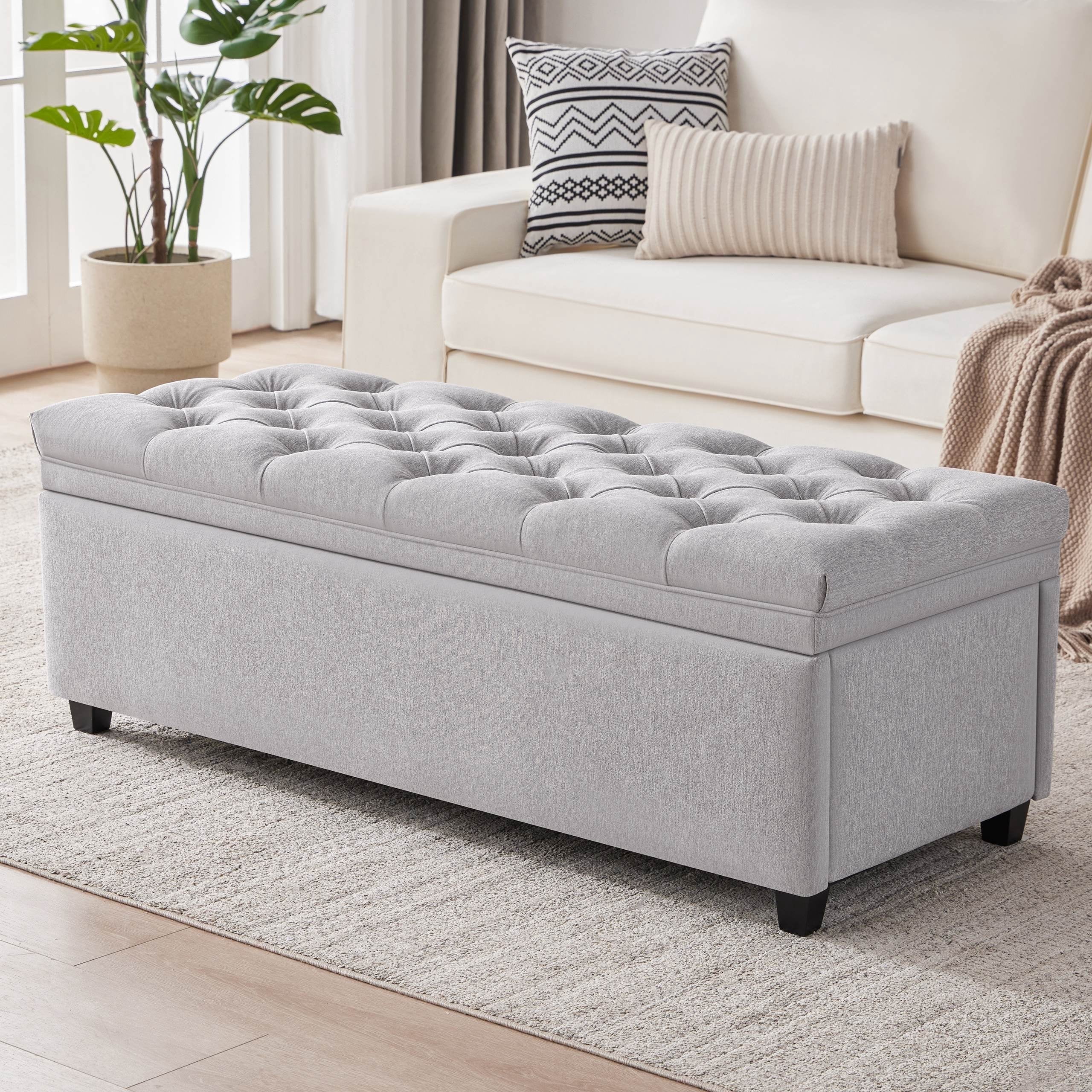 Weture 50-Inch Tufted Storage Ottoman Bench, Modern Entryway Bench ...