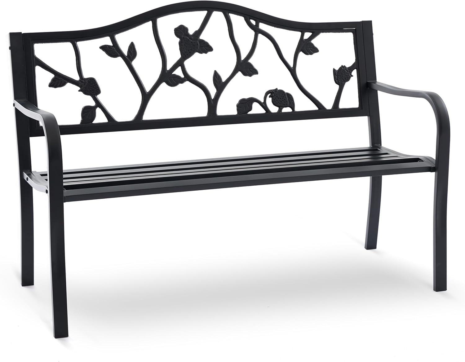 50” Strawberry Outdoor Garden Bench, Weatherproof Sturdy Cast Iron ...