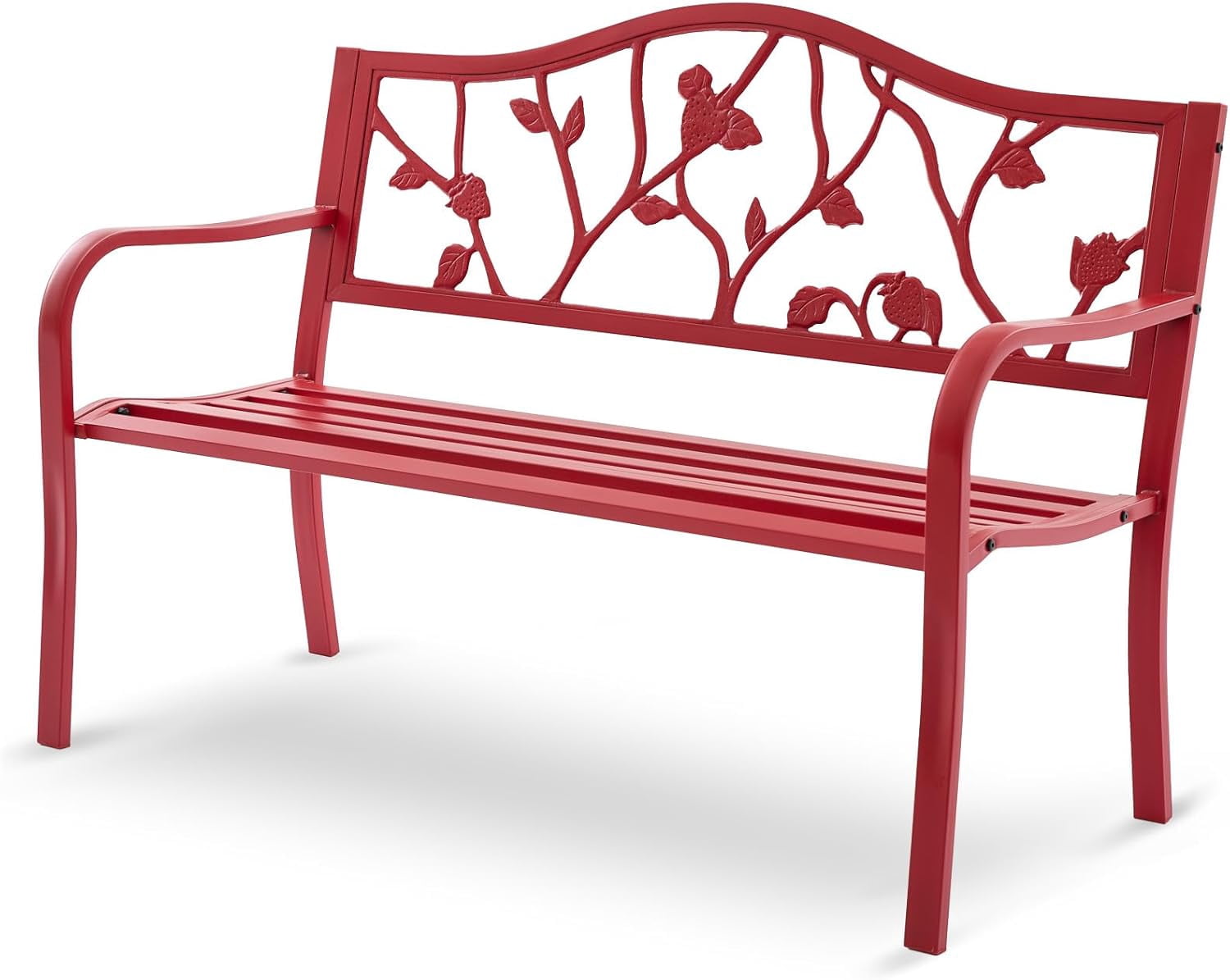 50” Strawberry Outdoor Garden Bench, Weatherproof Sturdy Cast Iron ...