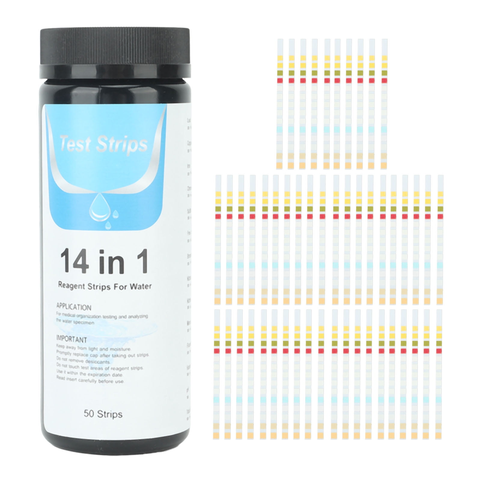 50 Strips Water Test Strips 14 in 1 PH Meter Testing Paper for Drinking ...