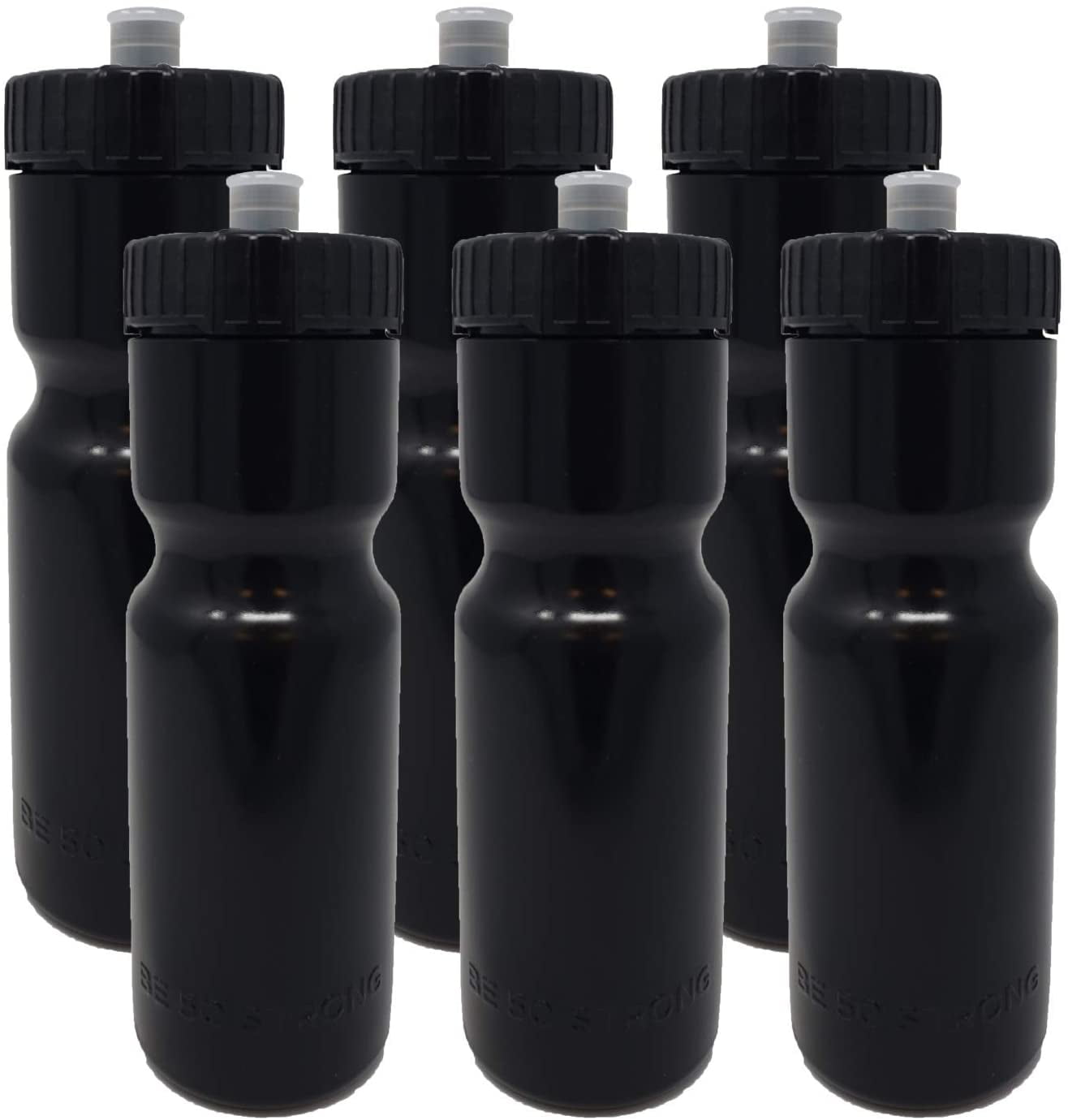 50 Strong Black Sports Squeeze Water Bottles - Set of 6 - Team Pack ...