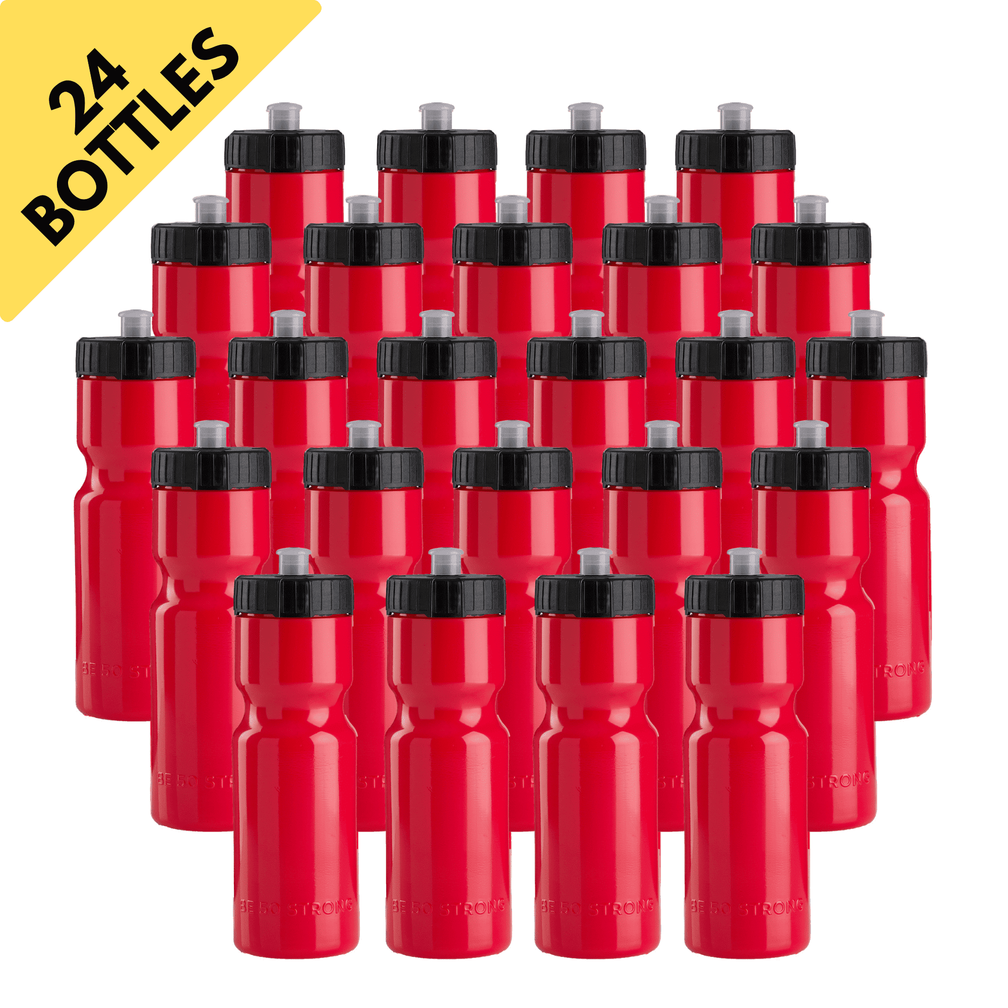 50 Strong 22 Oz Red Water Bottles, Bulk Pack, BPA-Free, Squeezable ...