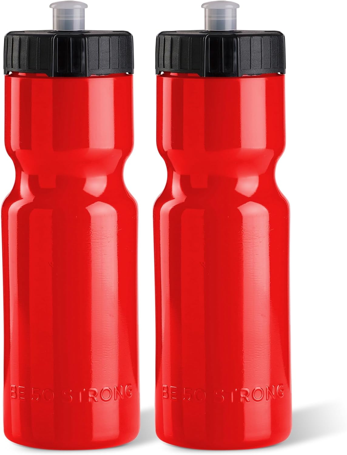 50 Strong Gym Water Bottles - 22 oz. 2 Pack Pull Top, BPA Free, Red ...