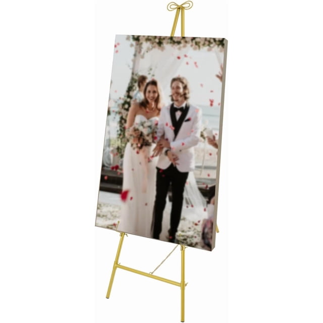 50 in Tall Gold Easel Stand for Sign, Posters, Adjustable Metal Display ...