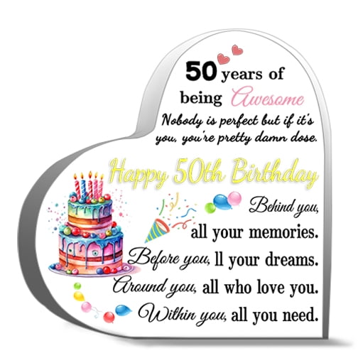 50 Th Birthday Appreciate Gifts For Fifty Year Old Women Men Heart ...