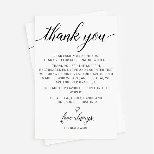 50 Thank You Place Cards, Wedding, Rehearsal Dinner Thank You Table ...
