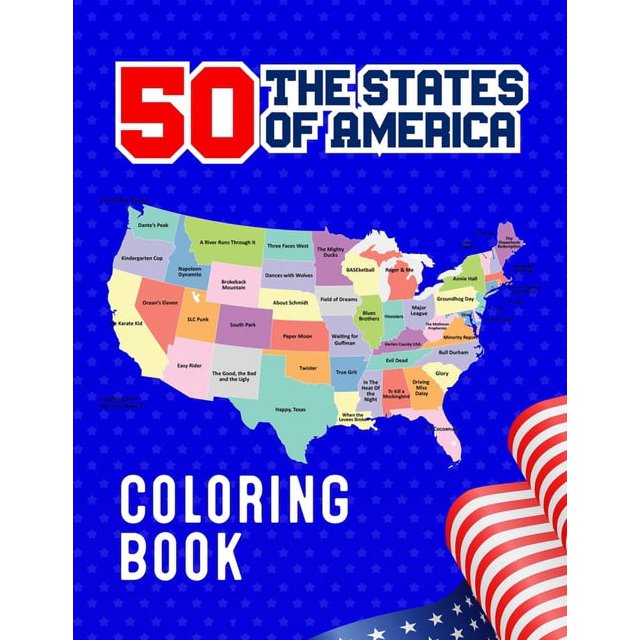 50 The States of America Coloring Book: 50 State Maps with Capitals ...