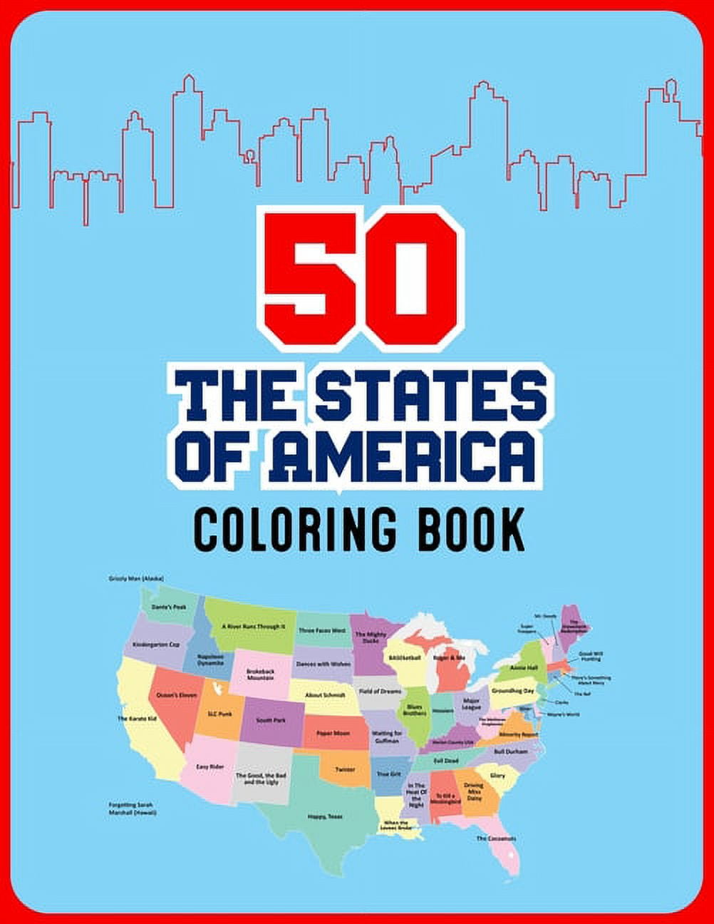 50 The States of America Coloring Book: 50 State Maps with Capitals and ...