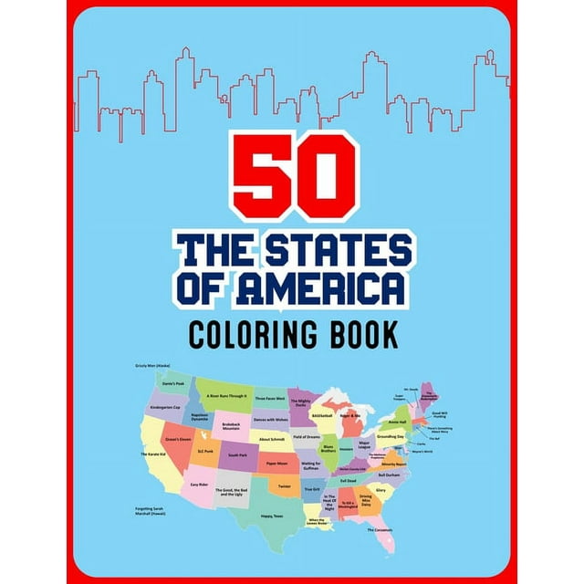 50 The States of America Coloring Book: 50 State Maps with Capitals and ...