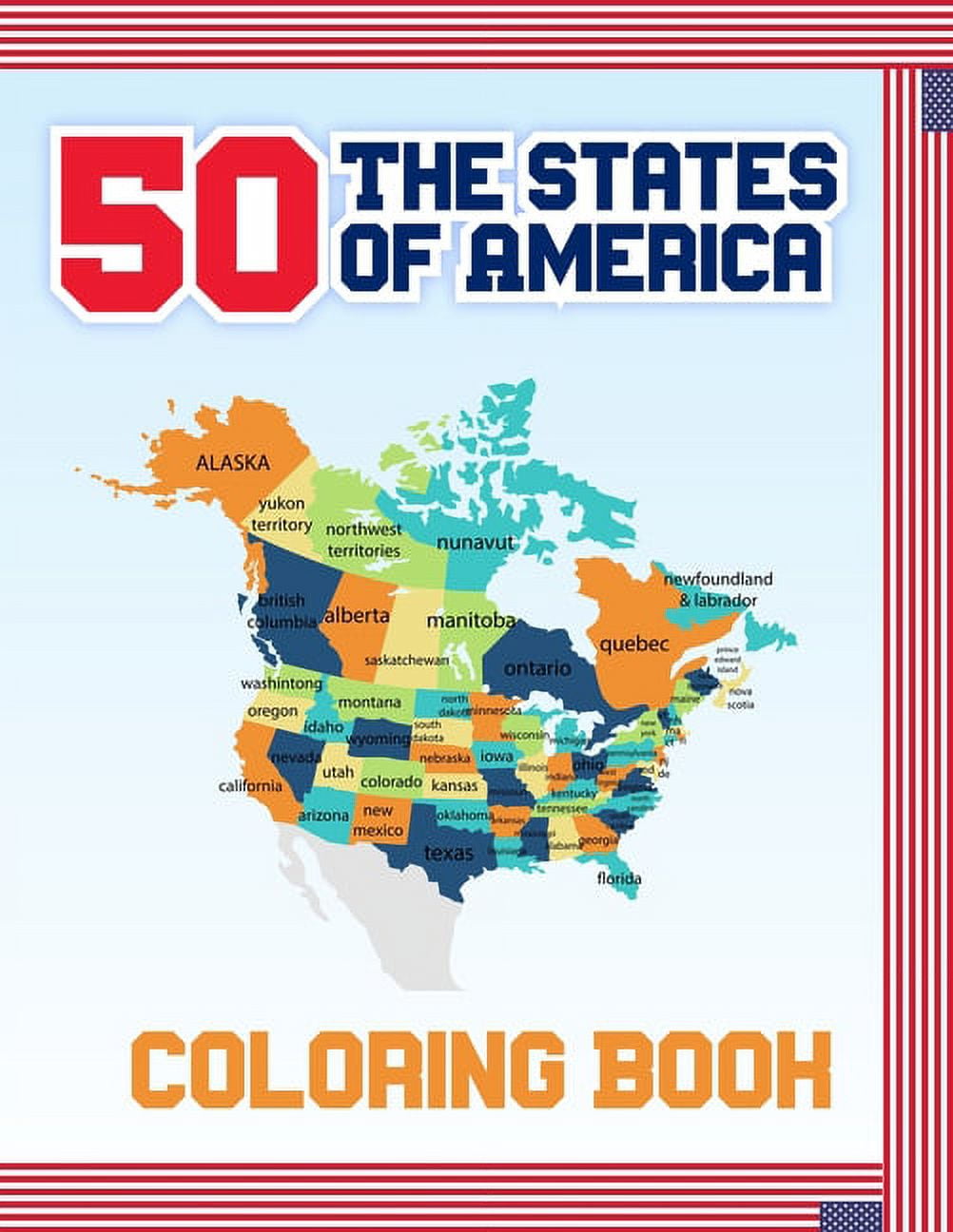 50 The States of America Coloring Book: Fifty State Maps with Capitals ...