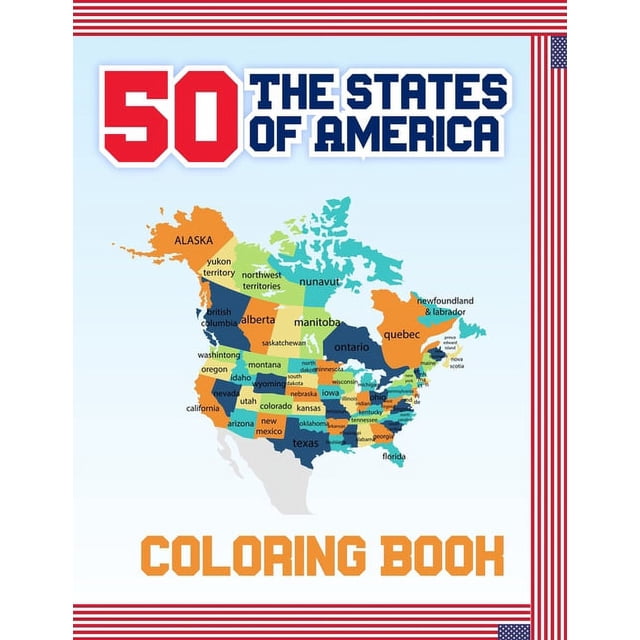 50 The States of America Coloring Book: Fifty State Maps with Capitals ...