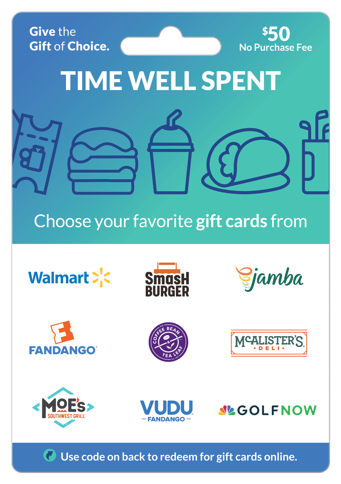 50 Time Well Spent ChooseYourCard Gift Card Walmart 50-time-well-spent-chooseyourcard-gift-card-walmart