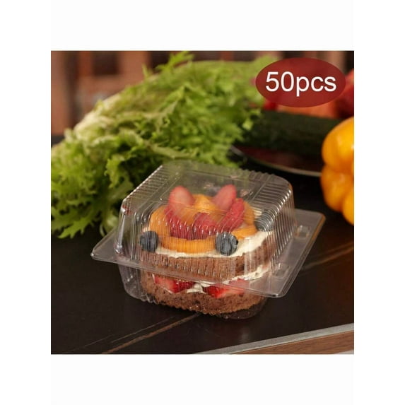50 Transparent Plastic Square Cake Boxes, Multifunctional, Disposable ...