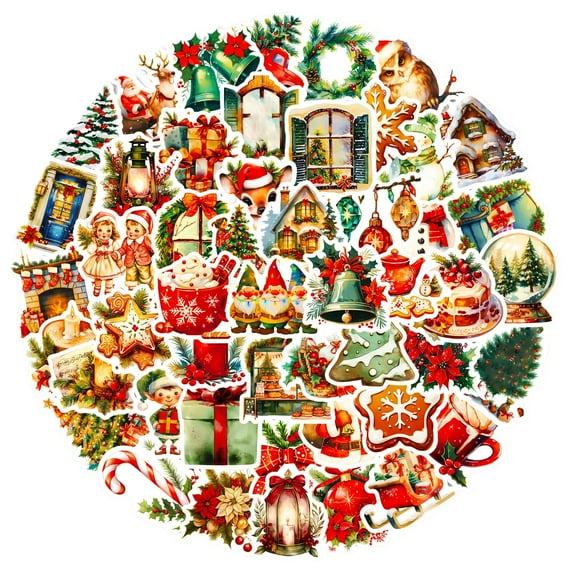 50 Tree Root Christmas Stickers Party Gift Decorations Water Bottles ...