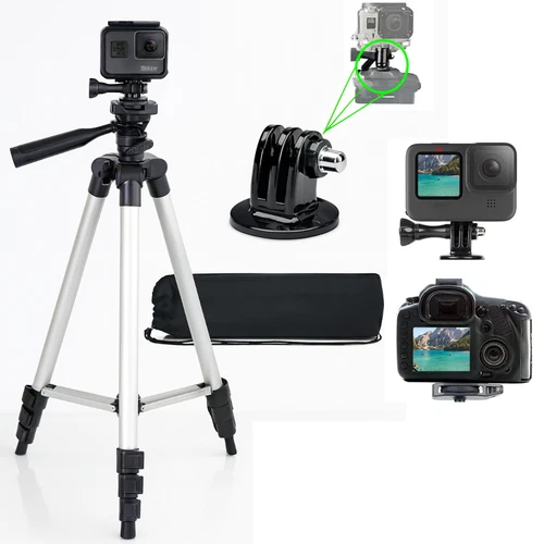 50" Tripod + Gopro Tripod Mount For Gopro Hero 10 9 8 7 6, 5, 4, 3, 2, 1 Cameras - Walmart.com