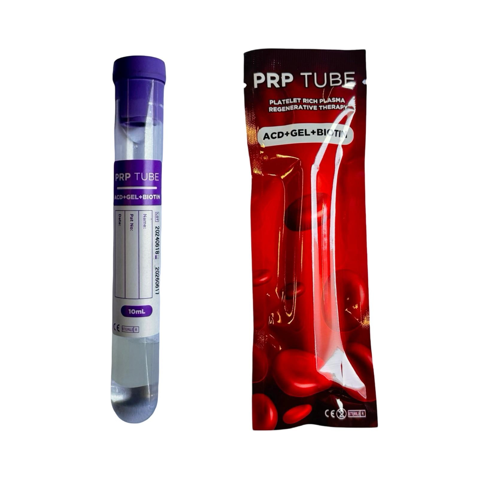 50 Tubes PRP Platelet-Rich Plasma 10mL Tubes ACD + Gel + Biotin (Purple ...