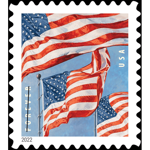 50 US Flag 2022 USPS Forever Postage Stamp First Class Red White Blue ...
