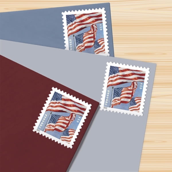 USPS Forever Postage Stamps, Coil of 100 Stamps, US Flags 2022 ...