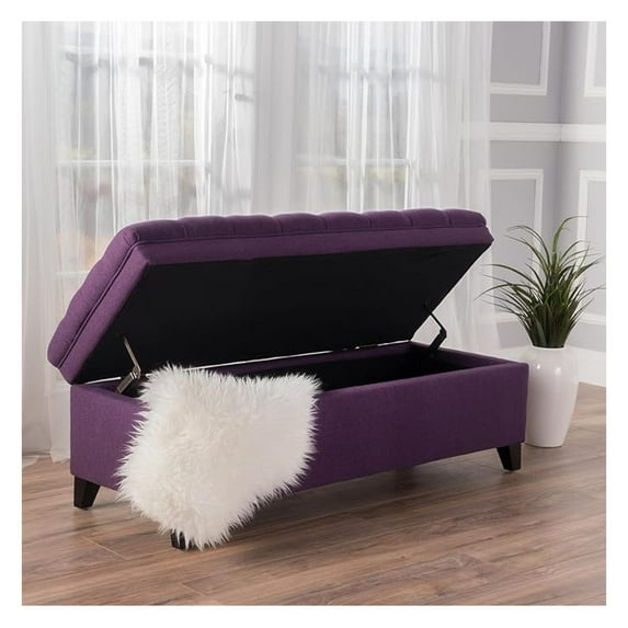 50" Upholstered Storage Ottoman ,Modern Fabric End of Bed,Bedroom ...