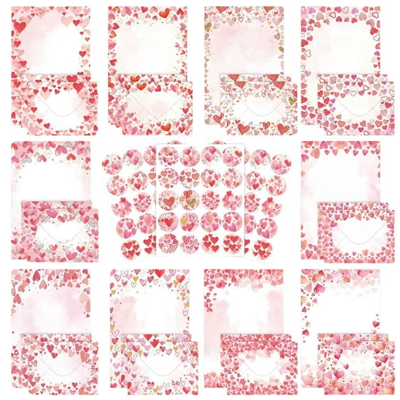 50 Valentine's Day Stationery Letterhead Paper Red Pink Love Heart ...