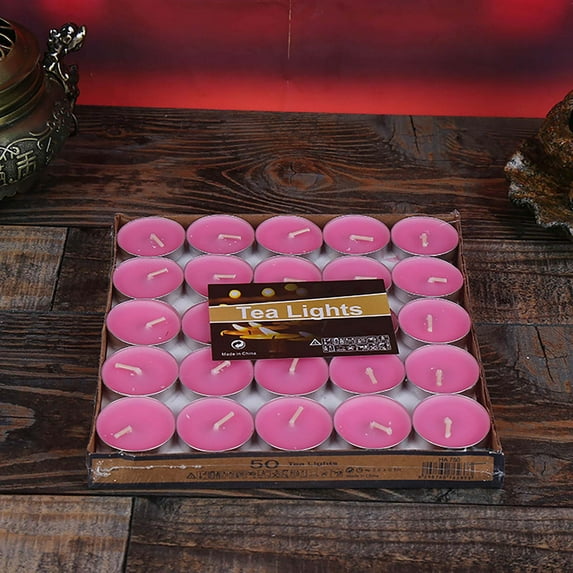 50 Valentine's Day Tea Light Candles - Decorative Aluminum Candles for ...