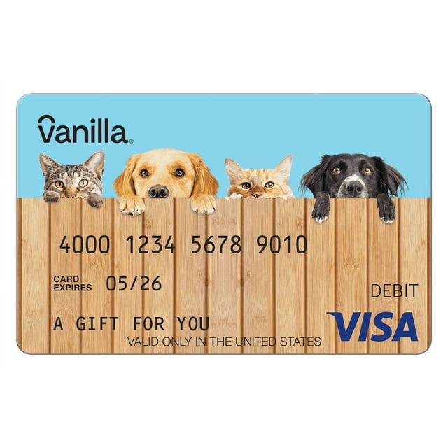 $50 Vanilla® Visa® Pet eGift Card (plus $3.94 Purchase Fee) - Walmart.com $50 Vanilla® Visa® Pet eGift Card (plus $3.94 Purchase Fee) - Walmart.com