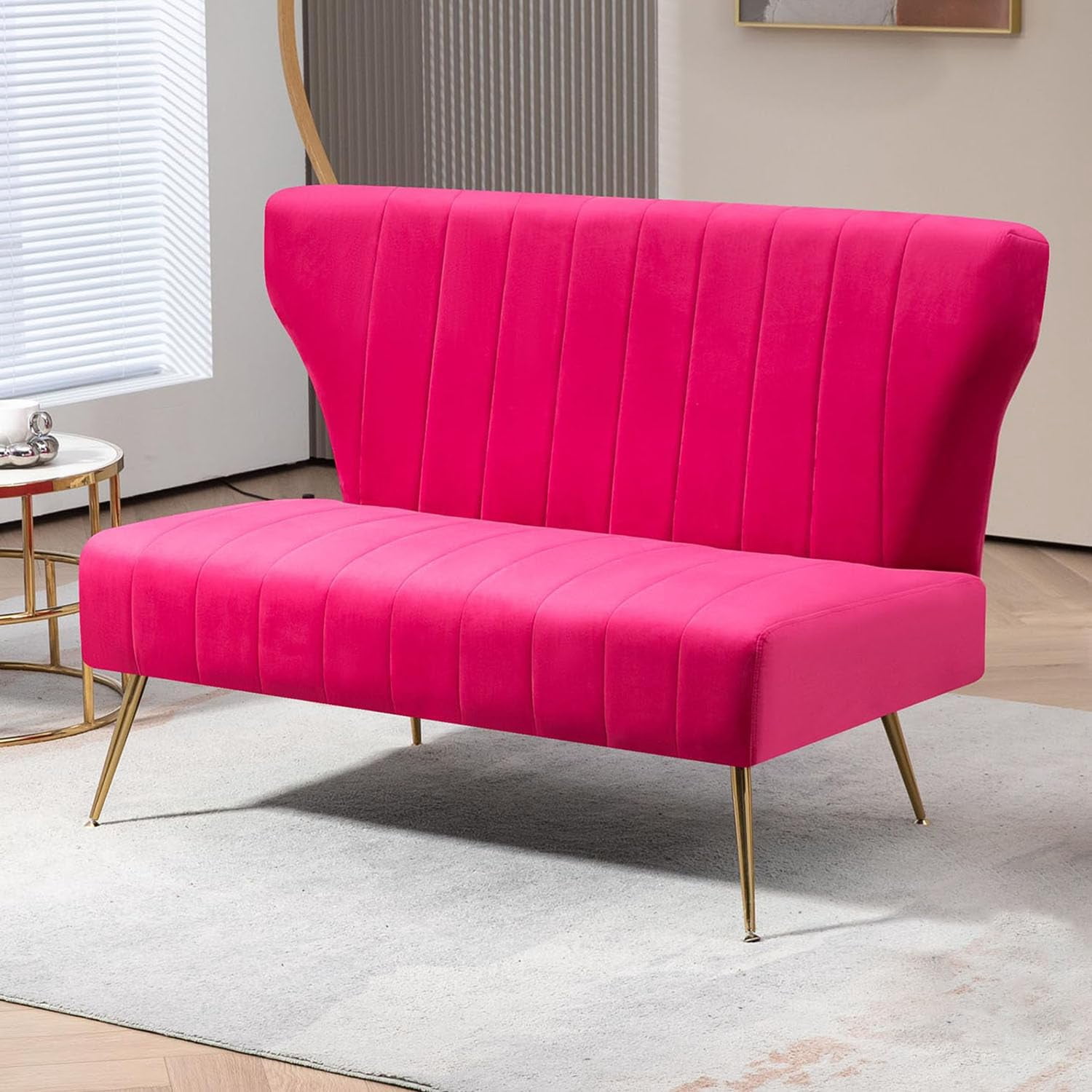 50’’ Velvet Modern Armless Loveseat Sofa, Upholstered Small Wingback ...