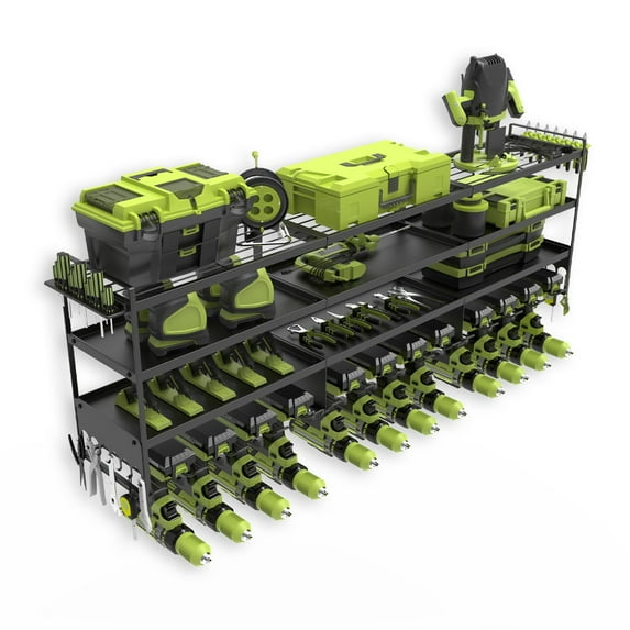 50''W Large Power Tool Organizer Wall Mount, Heavy Duty 4 Tier 12 Drill ...