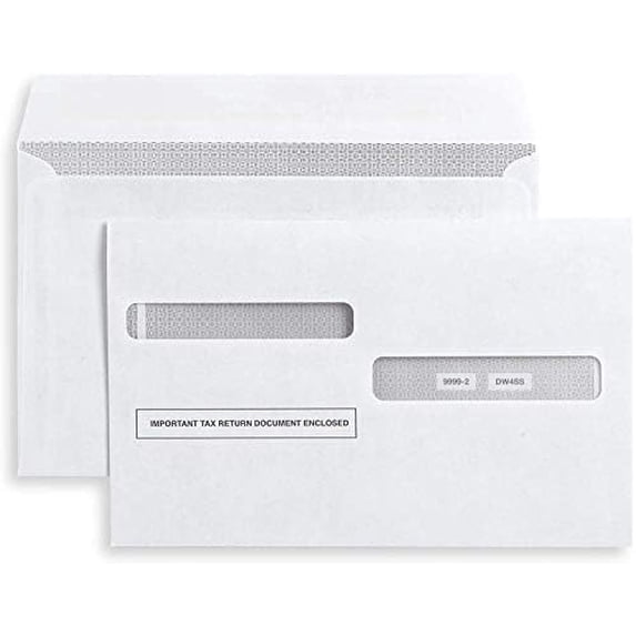 50 W2 Envelopes, for 4-Up Style W-2 Forms, Double Window, Security ...
