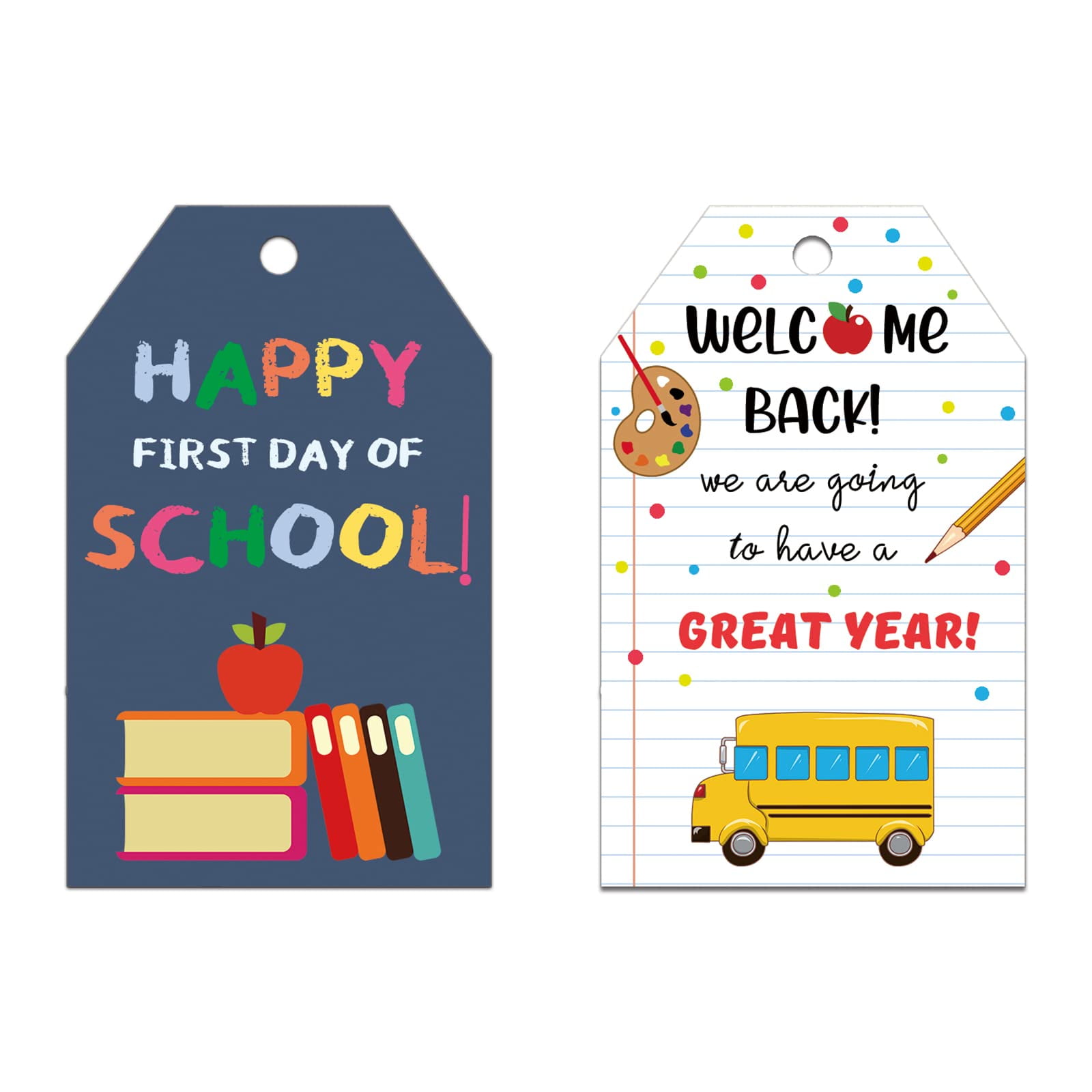 50 Welcome Back to School Tags with String, Happy First Day of School ...