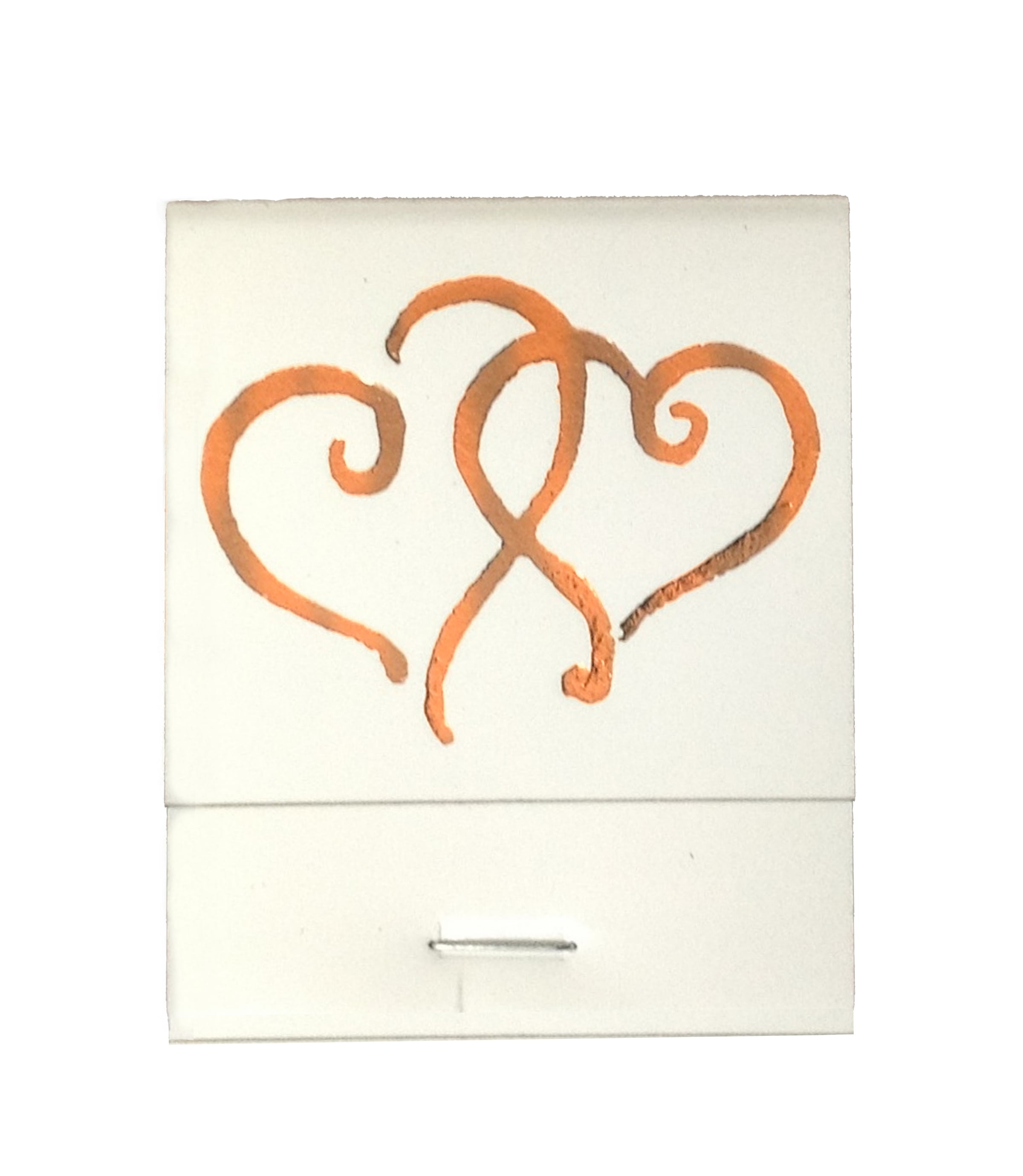 50 White 20 Strike Matches with Printed Hearts in Metallic Copper ...